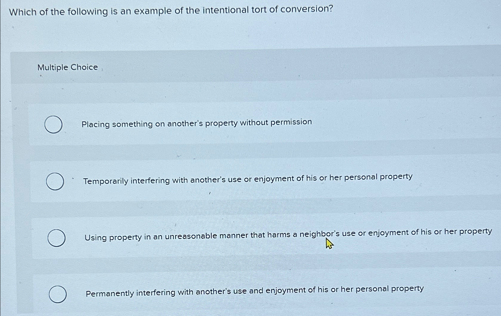 Solved Which of the following is an example of the | Chegg.com