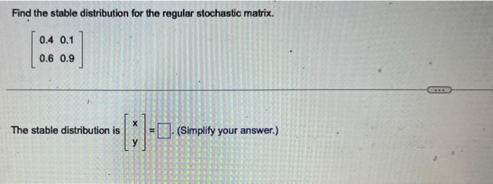Solved Find the stable distribution for the regular | Chegg.com