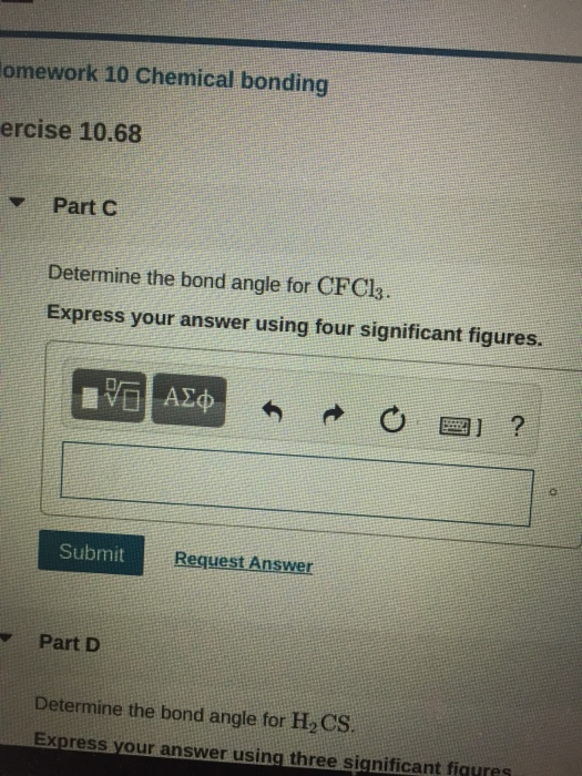 Solved CHE Homework 10 Chemical bonding Exercise 10.68 Part | Chegg.com