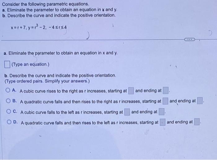 Solved Consider the following parametric equations. a. | Chegg.com