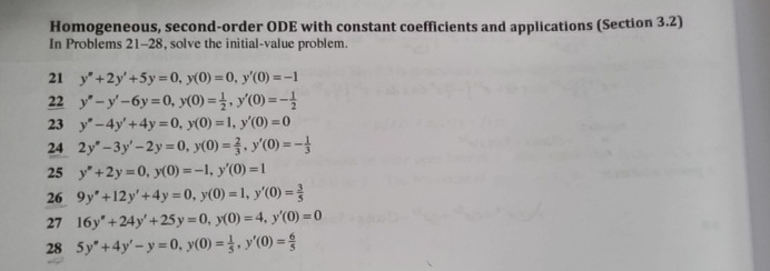 Solved Please solve 21 ﻿and 22Homogeneous, second-order ODE | Chegg.com