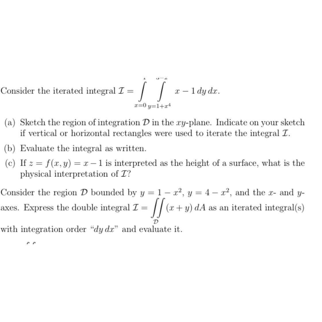 Consider the iterated integral | Chegg.com