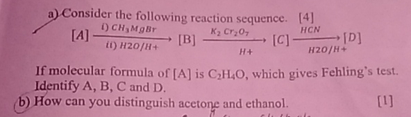 Solved a) ﻿Consider the following reaction sequence. | Chegg.com
