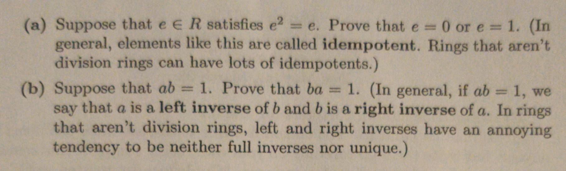 Solved 5. Suppose that R is a ring with 1 such that every | Chegg.com