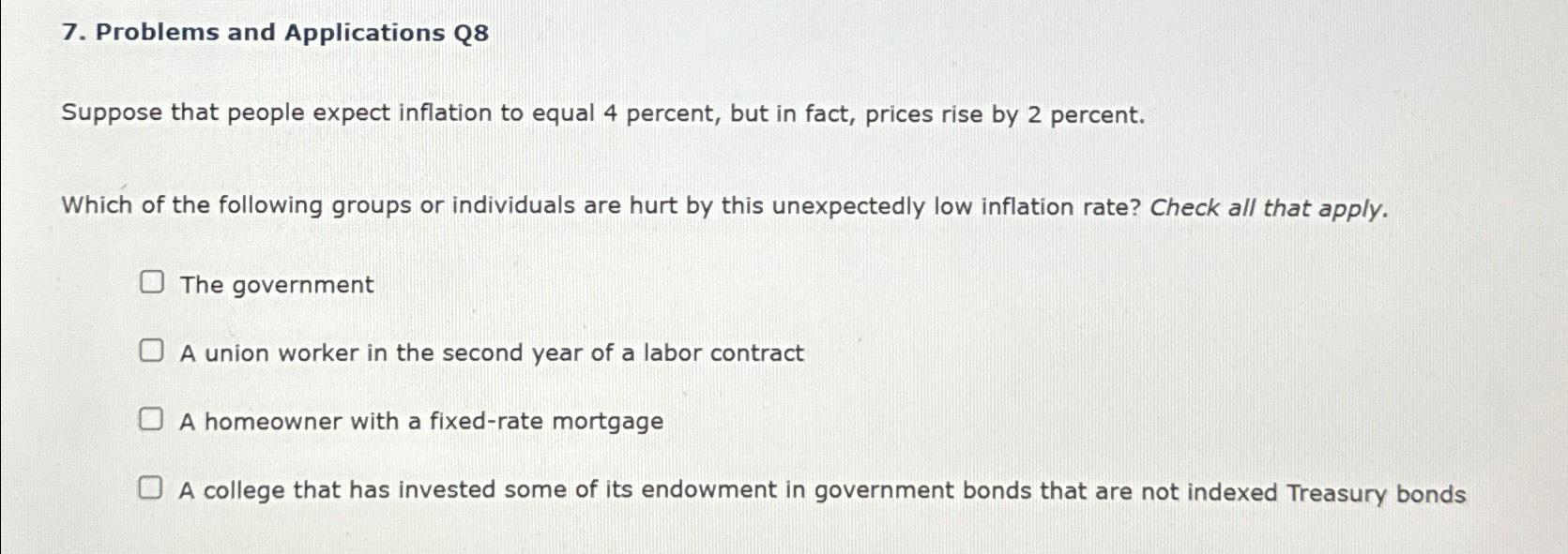 Solved Problems and Applications Q8Suppose that people | Chegg.com