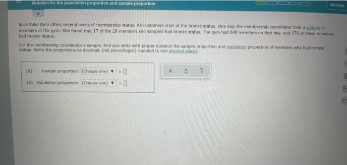 Solved Notation for the population proportion and sample | Chegg.com