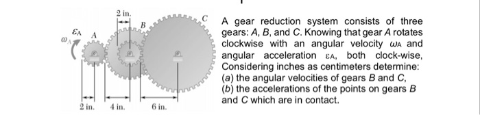 Solved 2 in. B EA A gear reduction system consists of three | Chegg.com