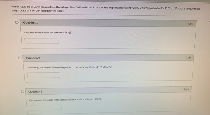 Solved Kepler-1126 bis an Earth-like exoplanet that is | Chegg.com
