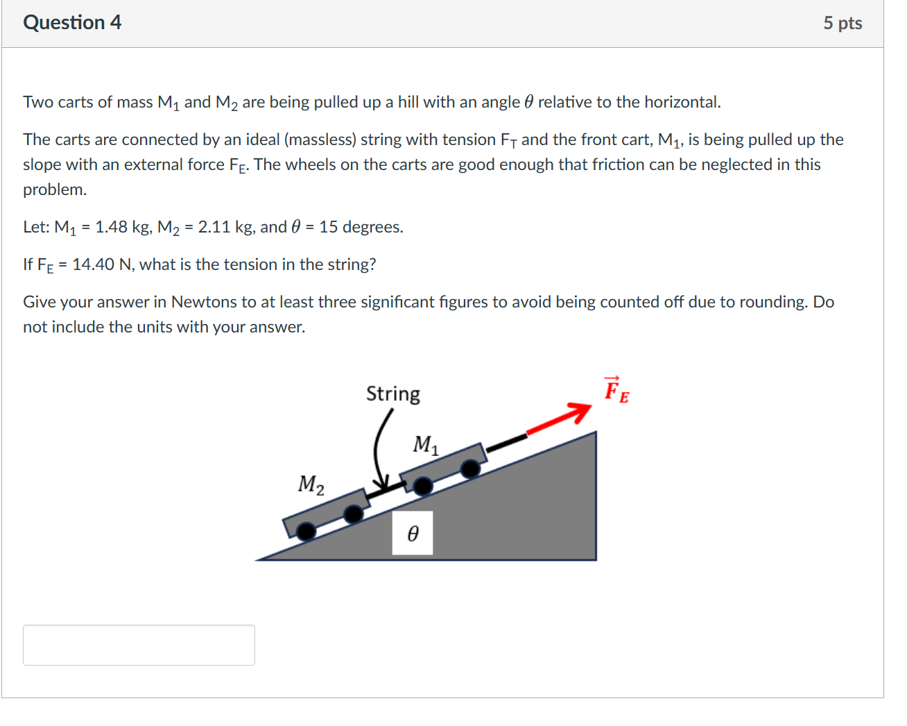 Solved Question 4Two carts of mass M1 ﻿and M2 ﻿are being | Chegg.com
