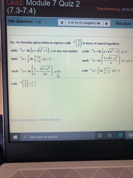 Solved 'Quiz: Module 7 Quiz 2 Time Remaining: 00:52:35 | Chegg.com