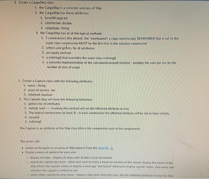 Solved 1. Create a Ship class 1. the Ship class will be | Chegg.com
