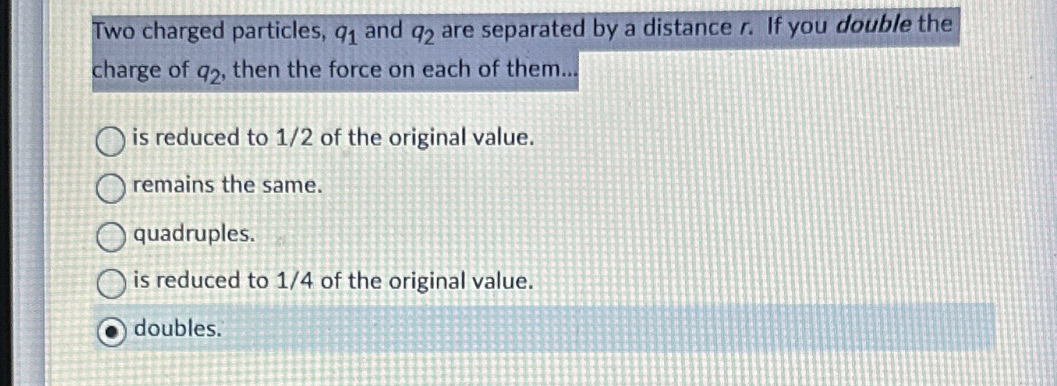 Solved Two charged particles, q1 ﻿and q2 ﻿are separated by a | Chegg.com