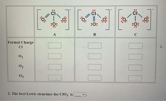 Solved CI :0: :0 :0 O :0: :O: A B C Formal Charge СІ 01 02 | Chegg.com
