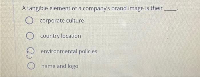 Solved A tangible element of a company's brand image is | Chegg.com
