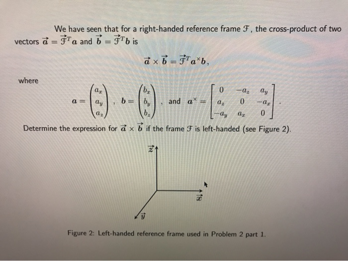 Solved We have seen that for a right-handed reference frame | Chegg.com