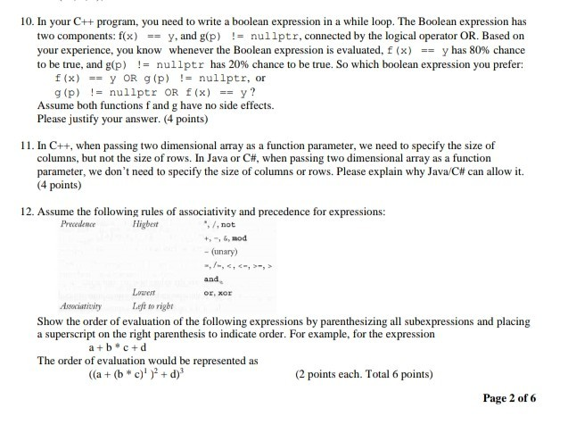 Solved 10. In your C++ program, you need to write a boolean | Chegg.com