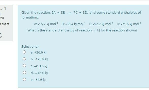 Solved on 1 -ed Given the reaction, 5A + 3B - 7C + 3D, and | Chegg.com
