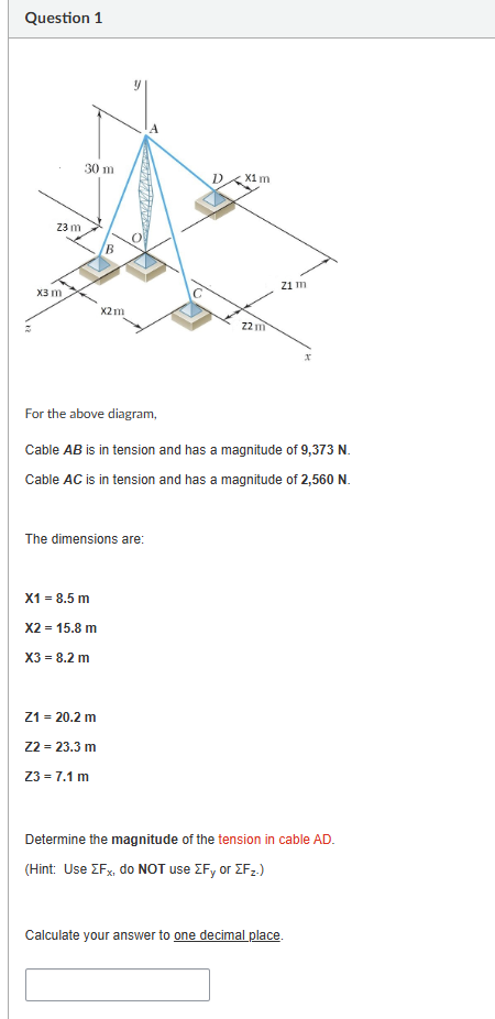 Solved Question 1For the above diagram,Cable AB is in | Chegg.com