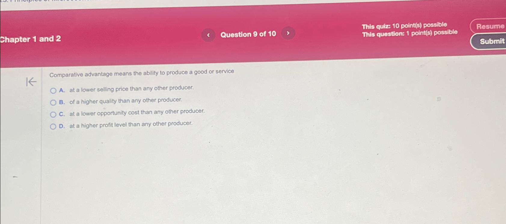 Solved Chapter 1 ﻿and 2Question 9 ﻿of 10This quiz: 10 | Chegg.com