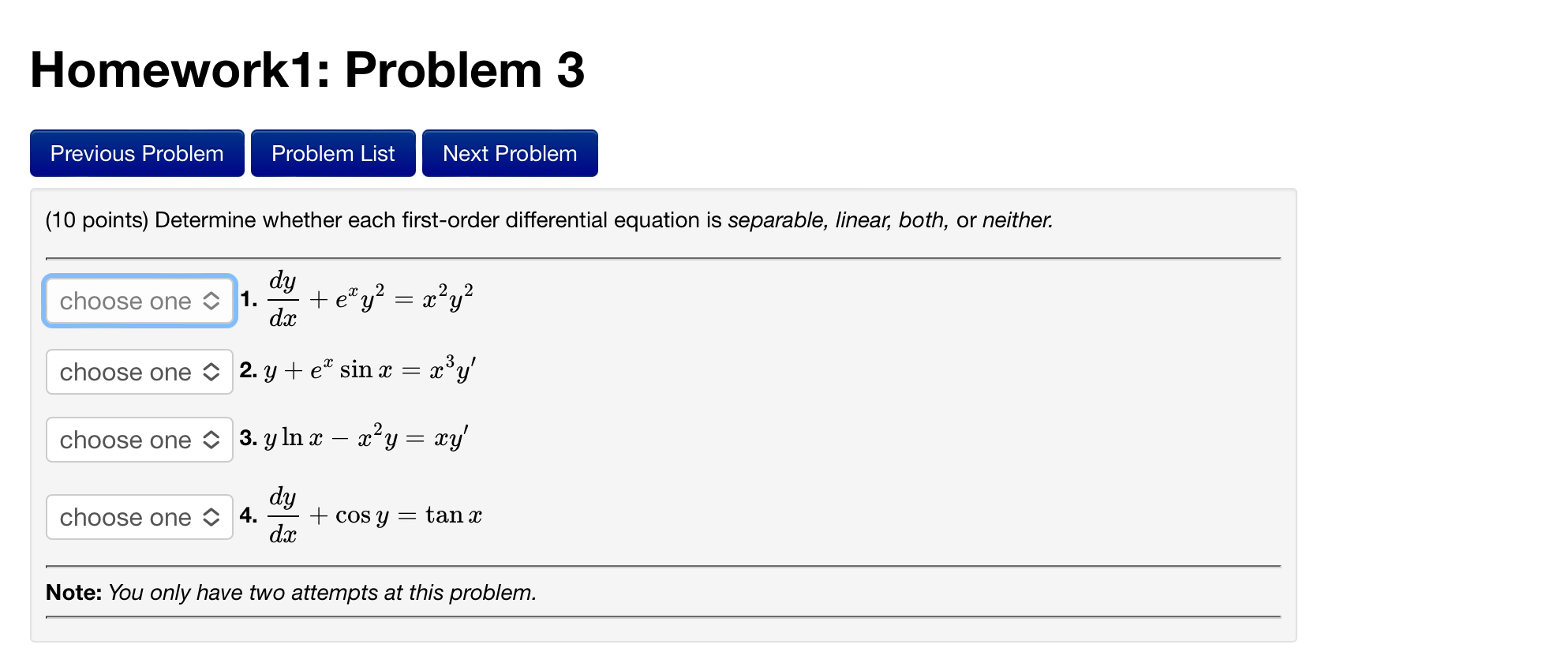 Solved Homework1: Problem 3(10 points) Determine whether | Chegg.com Solved Homework1: Problem 3(10 points) Determine whether | Chegg.com