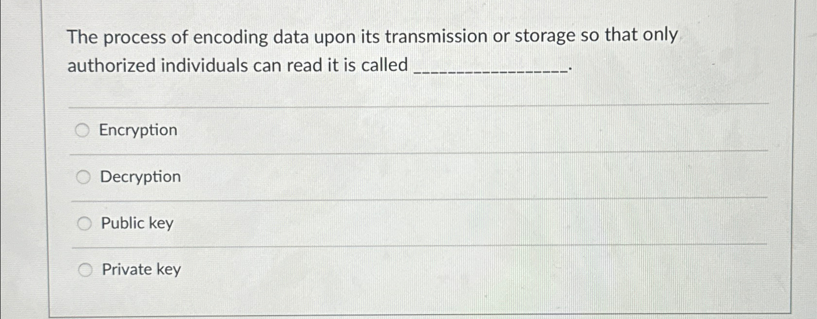 Solved The process of encoding data upon its transmission or | Chegg.com