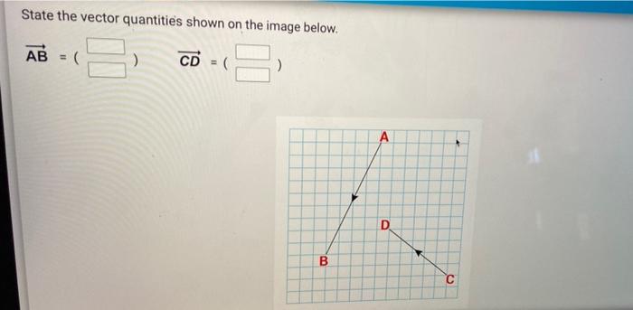 Solved State the vector quantities shown on the image below. | Chegg.com