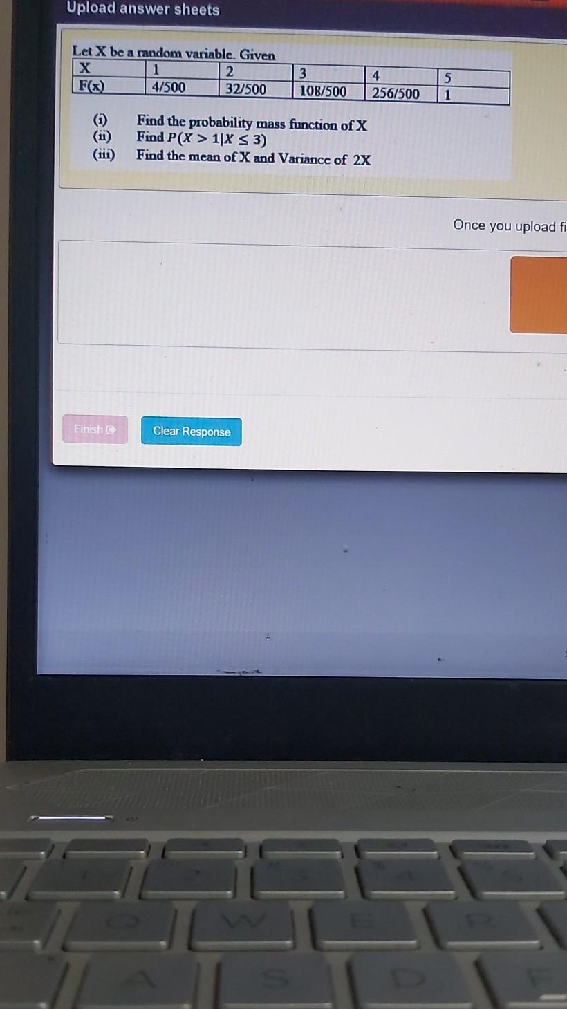 Solved Upload answer sheets Let X be a random variable. | Chegg.com
