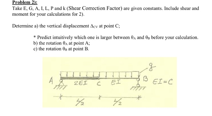 Solved Problem 2): Take E, G, A, I, L, P and k (Shear | Chegg.com