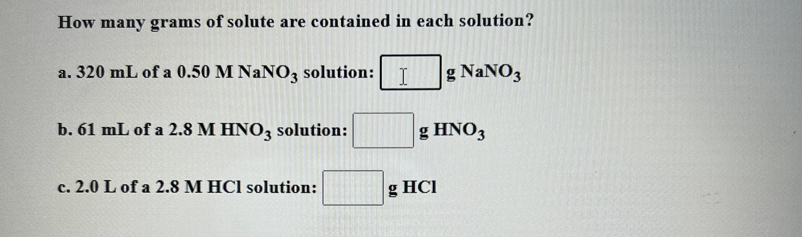 Solved How many grams of solute are contained in each | Chegg.com