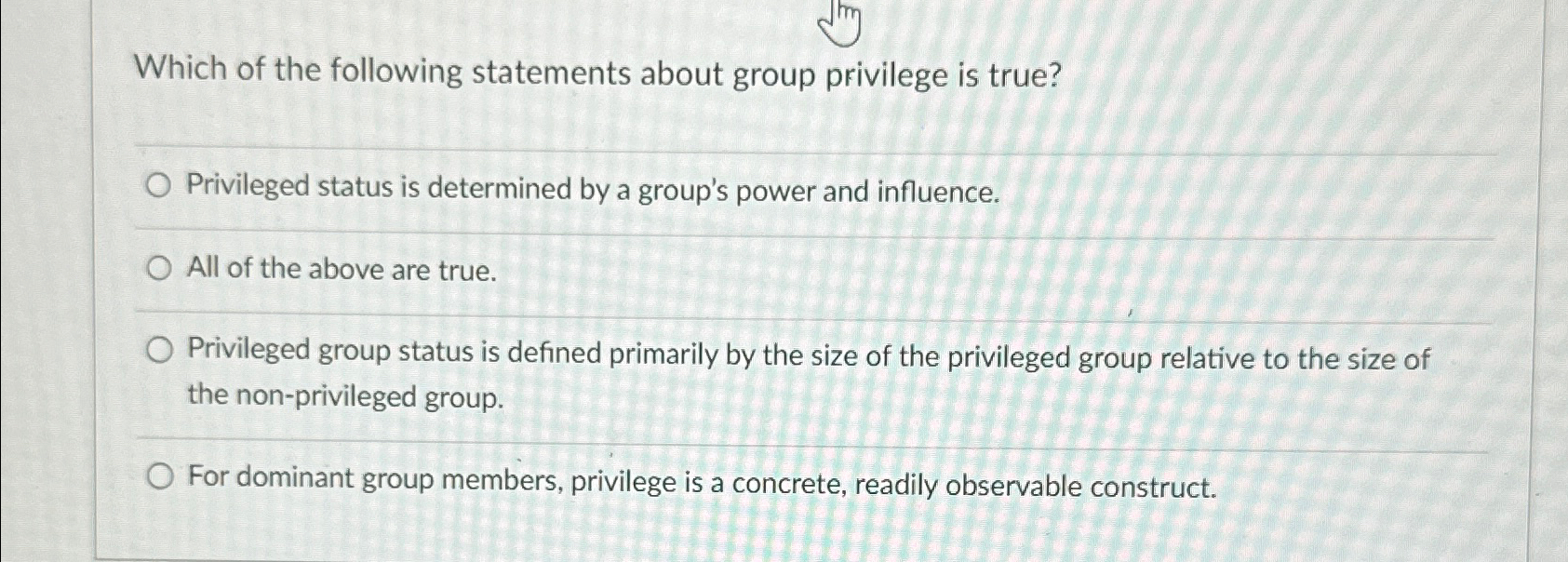 Solved Which of the following statements about group | Chegg.com