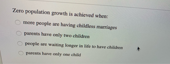 Solved Zero population growth is achieved when: more people | Chegg.com