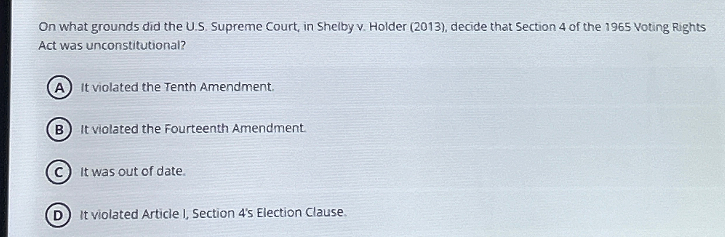Solved On what grounds did the U.S. ﻿Supreme Court, in | Chegg.com