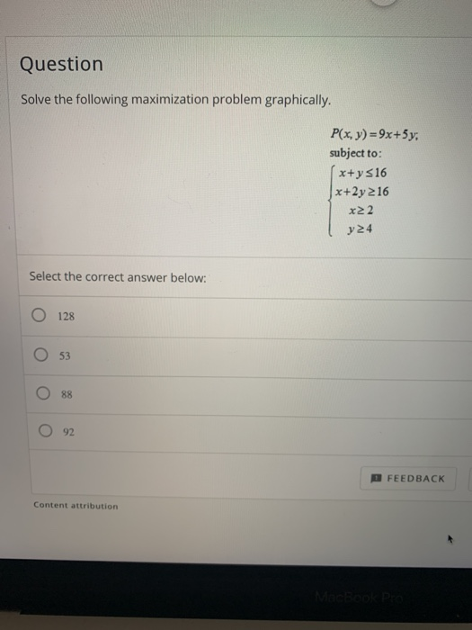 Solved Question Solve the following maximization problem | Chegg.com