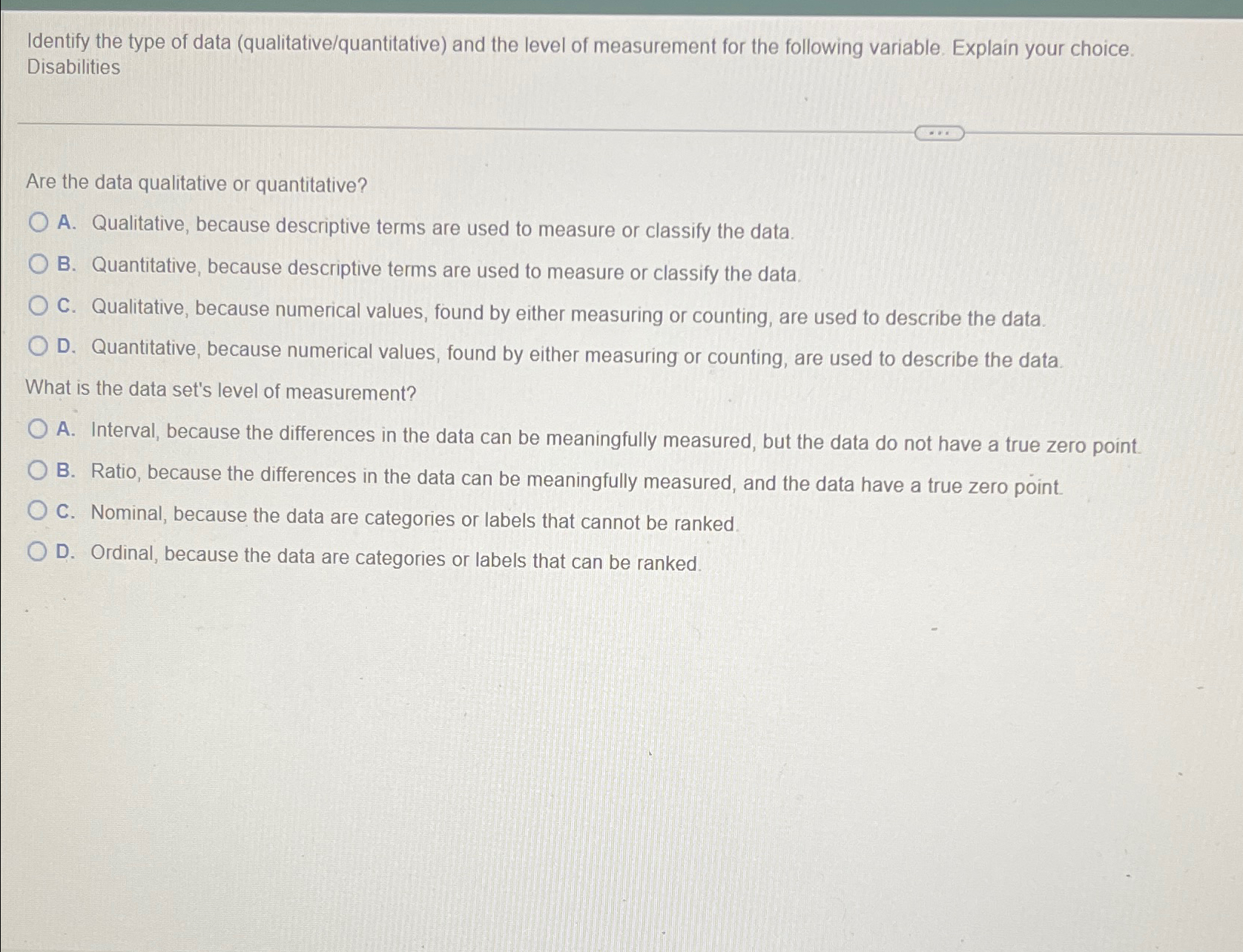 Solved Identify the type of data (qualitative/quantitative) | Chegg.com