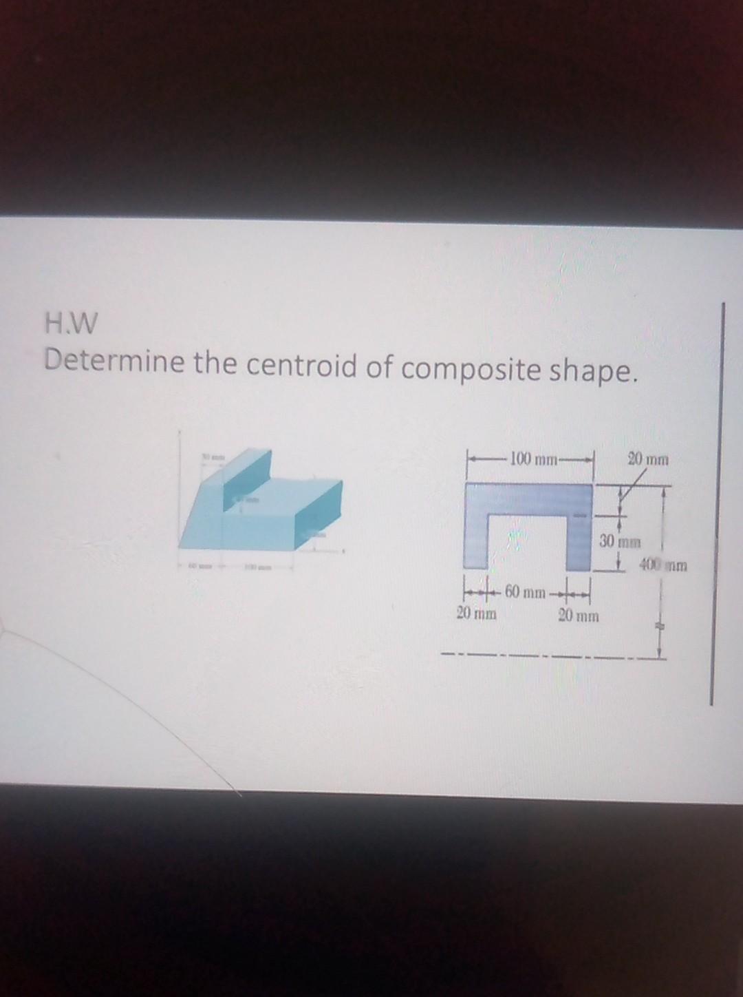 Solved H.W Determine the centroid of composite shape. 100 mm | Chegg.com