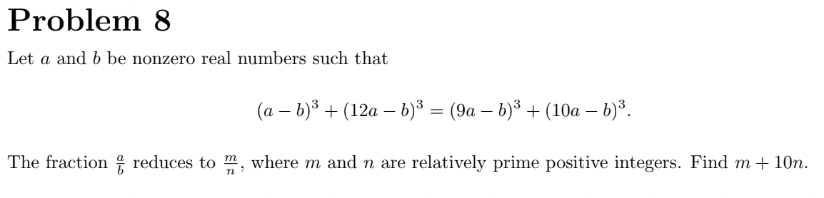 Problem 8Let a and b ﻿be nonzero real numbers such | Chegg.com