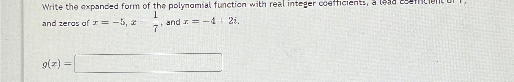 Solved Write the expanded form of the polynomial function | Chegg.com | Chegg.com
