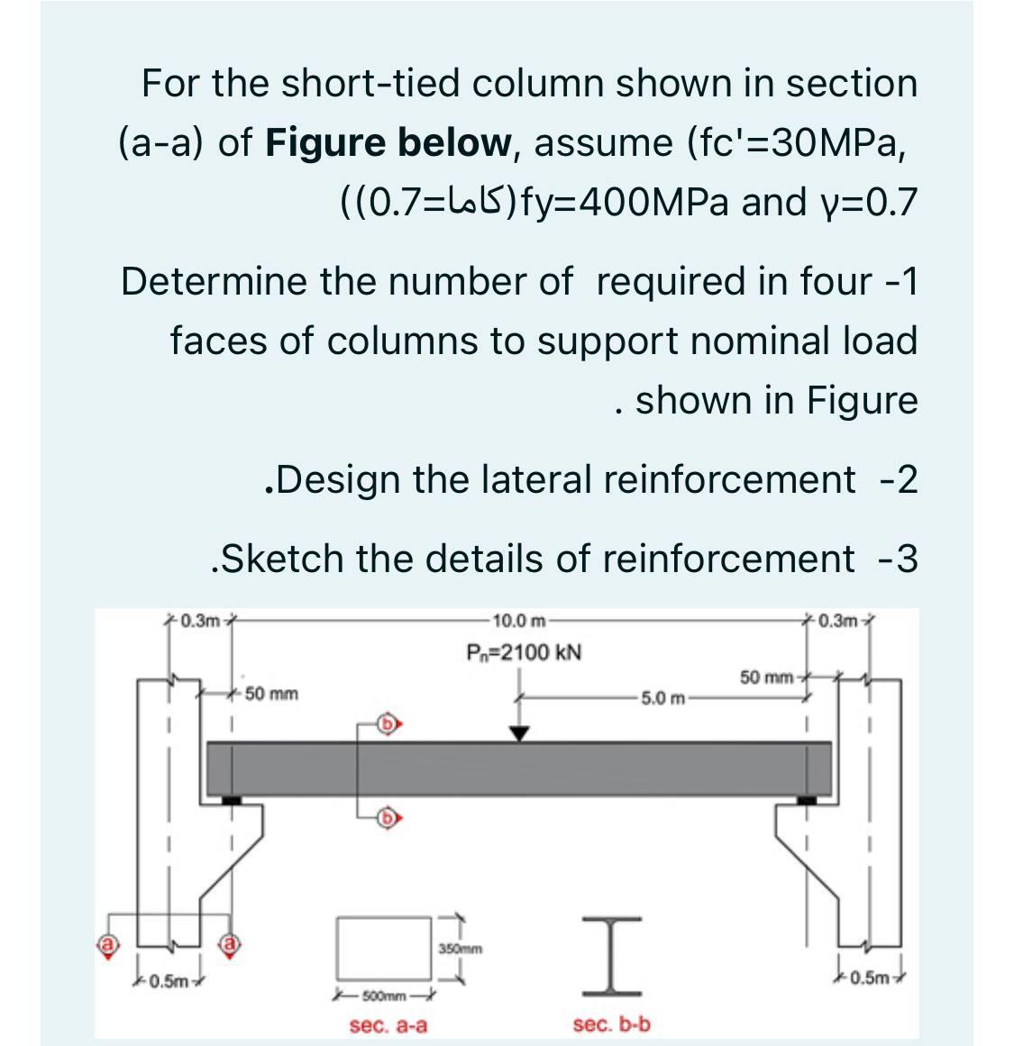 Solved For the short-tied column shown in section (a-a) of | Chegg.com