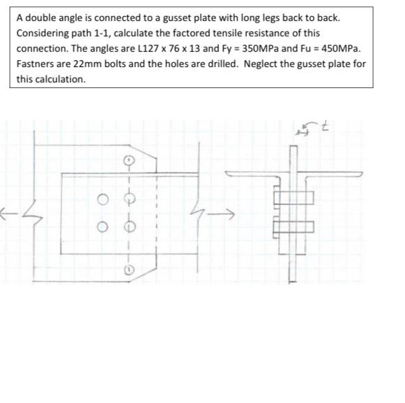 Solved A double angle is connected to a gusset plate with | Chegg.com