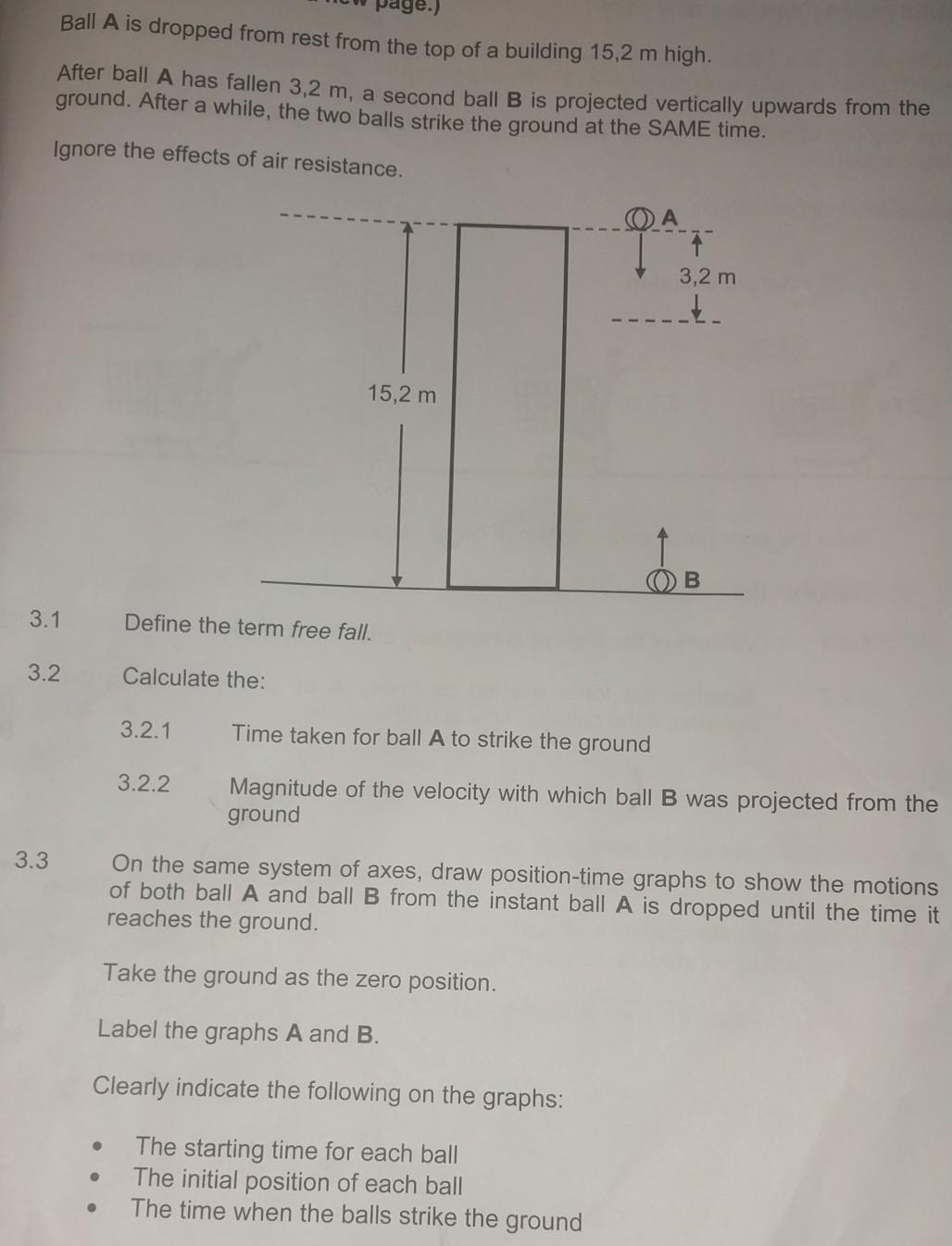 Solved Ball A is dropped from rest from the top of a | Chegg.com