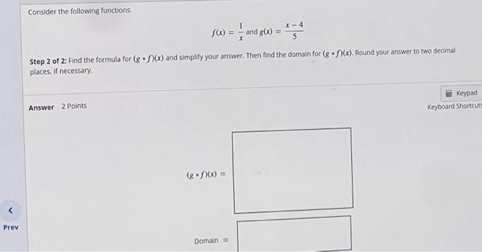 Solved Consider the following functions. f(x)=x1 and | Chegg.com