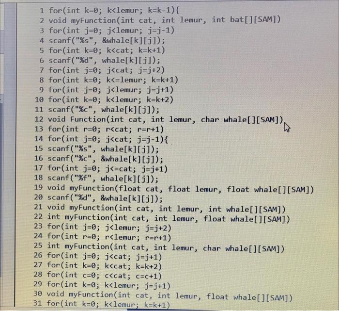 Solved For each line of code labelled with a letter, give | Chegg.com
