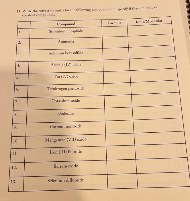 Solved 10. Write the correct name or formula for the acids | Chegg.com