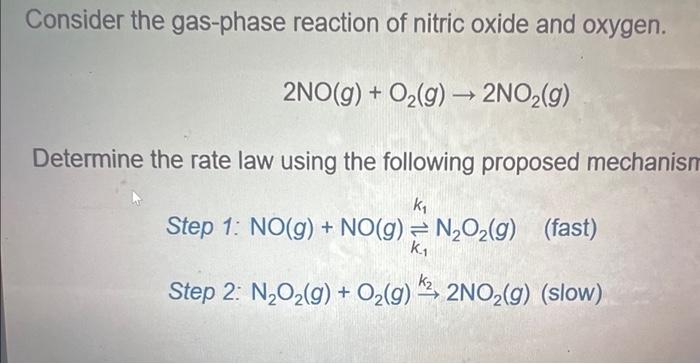 Solved Consider the gas-phase reaction of nitric oxide and | Chegg.com