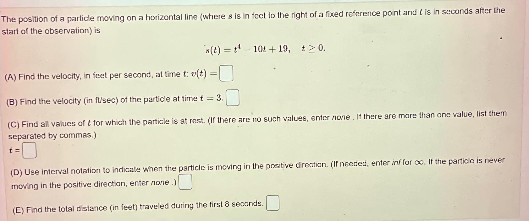 Solved The position of a particle moving on a horizontal | Chegg.com