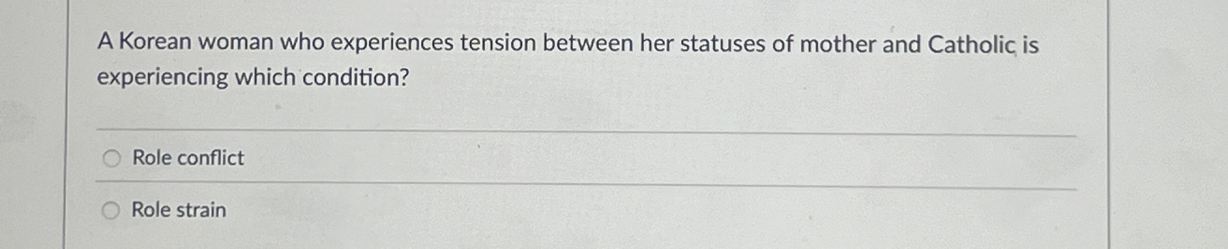 Solved A Korean woman who experiences tension between her | Chegg.com