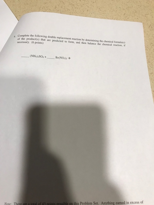 Solved Complete the following double replacement reaction by | Chegg.com