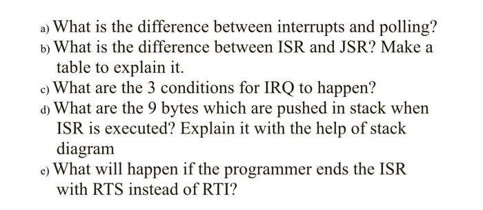 Solved What is the difference between interrupts and | Chegg.com