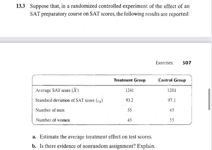 Solved 3.3 Suppose that, in a randomized controlled | Chegg.com
