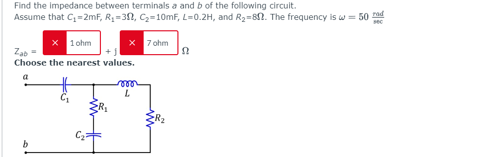 Solved Find the impedance between terminals a and b ﻿of the | Chegg.com